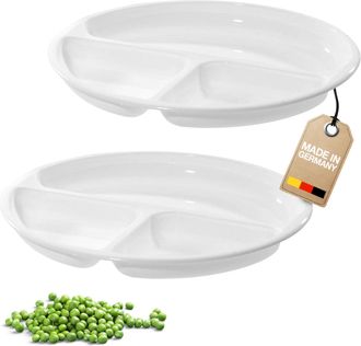 Westmark Mikrowellen-Men&uuml;teller mit 3 Einteilungen, 2 St&uuml;ck, Durchmesser: 25 cm, Kunststoff, Wei&szlig;, 224022E3