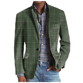 Generic Veste &agrave; carreaux vintage pour homme - Coupe ajust&eacute;e - Motif r&eacute;tro - Veste de costume &agrave; un bouton - Col &agrave; revers - Veste d&eacute;contract&eacute;e et l&eacute;g&egrave;re - Pour 