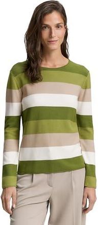Tom Tailor 1042952 Pull-Over, 38579-Big Green Knit Stripe, M Femme