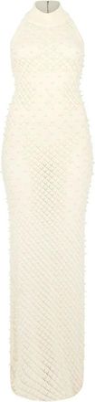 DAVID KOMA David Koma, Femme, Robes, Blanc, Taille: 38 FR Pearl Embellished Knit Halter Gown