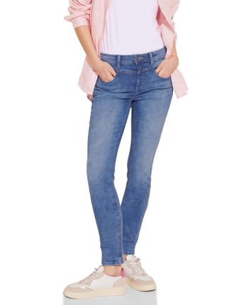 Street One Damen A378133 Jeans im Slim Fit, Light Blue Random Wash, 25W / 28L