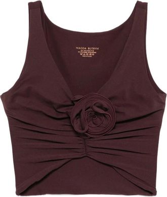 Magda Butrym Femme, Tops, Rouge, Taille: 36 FR Haut &agrave; col en V fronc&eacute; sur le devant