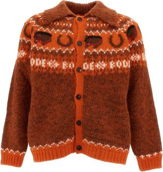 Bode Gilet Intarsia - Homme - Pulls - Orange - Taille: XS