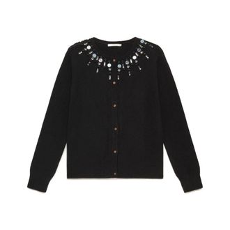 Maliparmi Maliparmi - Cardigan en Laine Brod&eacute; - Femme - Pulls - Noir - Taille: 38 FR