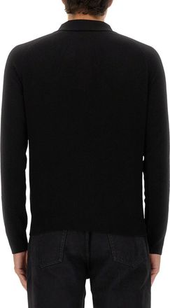 Saint Laurent Wool Polo Shirt - Black