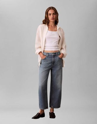 Calvin Klein Jeans Locker geschnittene Culotte-Jeans mit hohem Bund in mittlerer Waschung-Blau