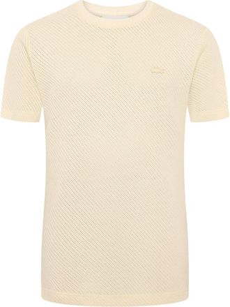 Lacoste Unifarbenes T-Shirt aus Baumwollspitze, Regular Fit in
