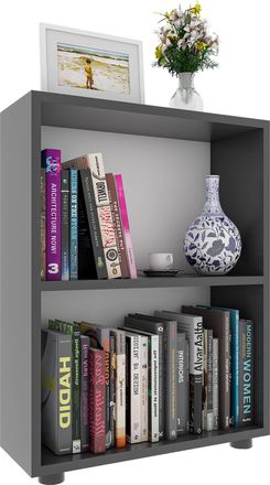 VCM Holzregal stehend | platzsparender Bücherregal | Maße ca. H. 72 x B. 55 x T. 20 cm | Elegante Aufbewahrung | Regal - Bulas 2 Fächer