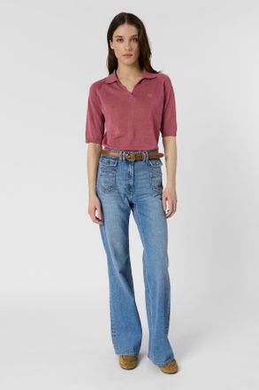 Gerard Darel Polo en lin m&eacute;lang&eacute; - LOULA - Bois de rose