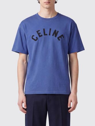 Celine Baumwoll-T-Shirt mit kontrastierendem Logo-Print auf der Vorderseite