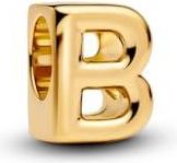 Pandora Lettre B Alphabet Mini Charm en argent sterling plaqu&eacute; or 14 carats, compatible Moments, dimensions : 6,2 x 8,1 x 6,4 mm, 763948C00