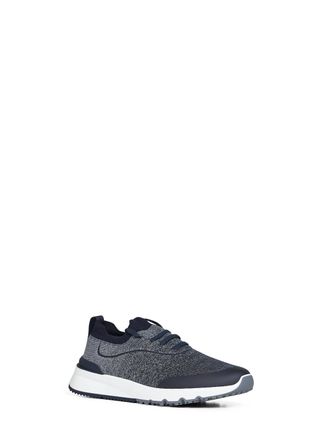 Brunello Cucinelli Mens Runners Techno Cotton Navy Blue Trainers Sneaker