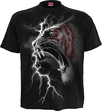 Spiral Mark of The Tiger Homme T-Shirt Manches Courtes Noir XXL 100% Coton Regular/Coupe Standard
