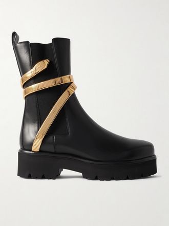 Rene Caovilla Chelsea Boots Aus Leder Mit Verzierung - Schwarz