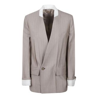 Victoria Beckham Kragenlose Jacke - - Jackets - Damen - Grau - 2XS
