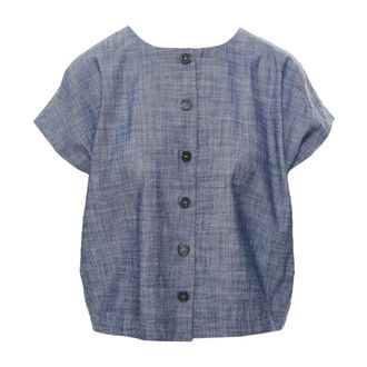 Alessia Santi Femme, Blouses et Chemises, Bleu, Taille: 38 FR Chemise sans manches &agrave; boutons