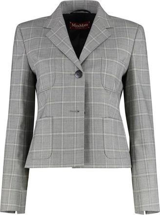 Max Mara Femme, Vestes, Gris, Taille: 34 FR Blazer Classique &agrave; Carreaux avec un Seul Bouton