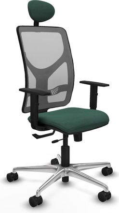Piqueras y Crespo Schreibtischstuhl mit 1D-Armen, h&ouml;henverstellbare Lendenwirbelst&uuml;tze und festes Kopfteil, ausgestattet mit Syncro/Traslack und Schneideschaum, Grau/Fl