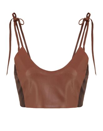 8 by YOOX LEATHER STRINGS BRALETTE TOP