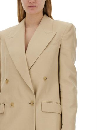 Stella McCartney Double-Breasted Viscose Blazer - Beige