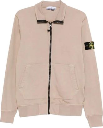 Stone Island Homme, Sweatshirts et sweats &agrave; capuche, Beige, Taille: 2XL Felpa Zip SweaT-shirt