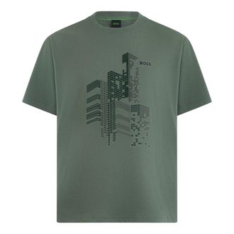 HUGO BOSS Baumwoll-T-Shirt mit Print - - Tops - Herren - Gr&uuml;n - XS