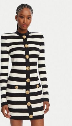 Balmain Strickkleid DF1R9193JI70 Schwarz Regular Fit