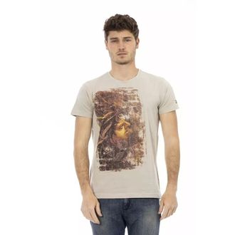 Trussardi Homme, Tops, Beige, Taille: 2XL Tee-shirt Beige avec Imprimé sur le Devant