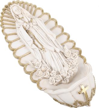 Pretyzoom Weihwasserbecken Aus Harz Für Eingang Wandbehang Mit Religiösen Motiven Dekoratives Katholisches Weihwasserbecken Für Zuhause