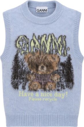 Ganni Pull col rond - Femme - Pulls - Bleu - Taille: 40 FR