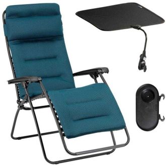 Lafuma Mobilier Ensemble Fauteuil Relax Transat Jardin - Chaise Longue Matelass&eacute; Avec Ombrelle Et Porte-gobelet - Rsx Clip - Aircomfort - Bleu Coral Blue - Lafuma