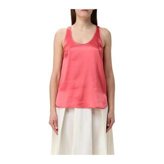 Pinko Pinko, Femme, Tops, Rouge, Taille: 36 FR Top en Soie D&eacute;contract&eacute;