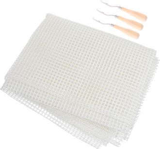 NUOBESTY Knüpfteppich Netzgewebe Satz Mit Häkelnadel Kunststoff Lochgewebe 150x100cm Zuschneidbar Langlebig Für Selbstgemacht Teppiche Wandteppiche Und Wohn De