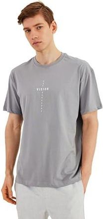 Comeor Lot de 2 &agrave; 3 ou 4 t-shirts classiques &agrave; manches courtes en coton pour homme - Col rond, gris clair, L