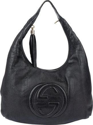 Gucci Crossbody Bags - Gucci Leather GG Big Soho Hobo Bag - Gr. unisize - in Schwarz - f&uuml;r Damen