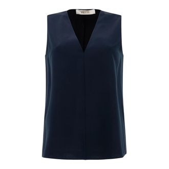 F.it &Auml;rmelloses Top mit V-Ausschnitt - - Tops - Damen - Blau - 2XL
