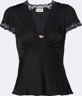 Rixo Top Karia aus Satin mit Spitze