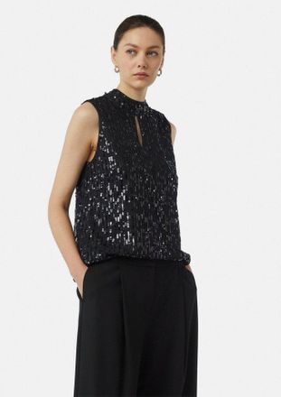 Comma Blusentop Bluse Paillettentop mit Cut-out