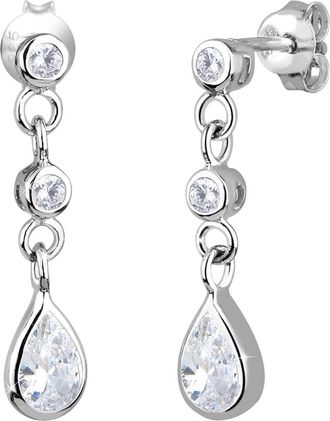 Elli Damen Ohrringe Ohrhänger Tropfen elegant funkelnd mit Zirkonia Kristallen in 925 Sterling Silber