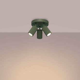 Sollux Lighting Deckenlampe Deckenleuchte Deckenstrahler Aluminium LED-Glühbirne 3000K warmes Weiß Licht 3 Flammig 19,5 x 19,5 x 18 cm GLOOW Olivgrün