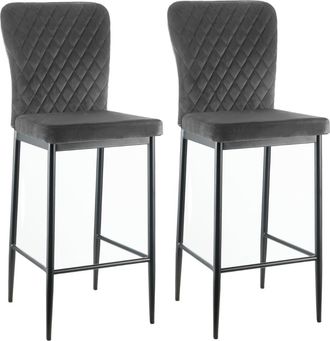 Ainpecca Barhocker 2er Set Samt Designer Barstuhl mit Rückenlehne Fußstütze Modischer Tresenhocker Stabile Metallbeine Elegante Hocker für Bar, Bistro, Küche, 