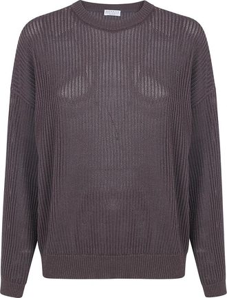 Brunello Cucinelli Rundhals-Strickware - - Knitwear - Herren - Braun - M