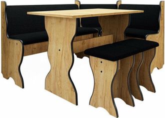 Mirjan24 Mobilier1 - Coin repas Reading 100, Chêne doré artisanal + Hugo 100, Stratifié, Tapisserie