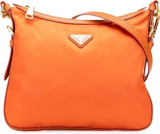 Prada Hobo Bags - Saffiano Trimmed Tessuto Zip Top Crossbody - Gr. unisize - in Orange - für Damen