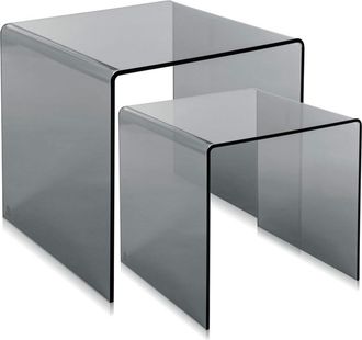 Iplex iPLEX - Set mit 2 stapelbaren Tischen Design der 80er Jahre aus transparentem Plexiglas, lasergeschnitten - Wohnkultur uf