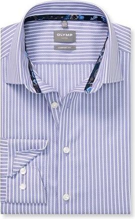 Olymp Luxor Chemise à manches longues pour homme, rayures blocées, coupe confortable, 20,13 New Kent, Viola 83, 44 cm