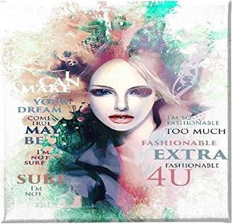 Homemania Wandbild, Damen, Zitate, für Wohnzimmer, Schlafzimmer, mehrfarbig, 60 x 3 x 60 cm, HM20KNV60 x 60 - 81, Polyester, Holz