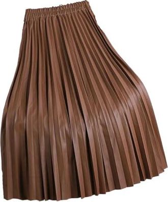 Generic Jupe midi en cuir synth&eacute;tique pour femme - Taille haute - Coupe trap&egrave;ze - Pour f&ecirc;te, affaires, d&eacute;contract&eacute;, bureau, 4, Taille unique