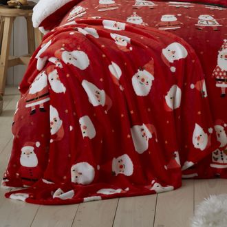 Bedlam Christmas Jolly Santa Fleece-&Uuml;berwurf, Rot, 120 x 150 cm