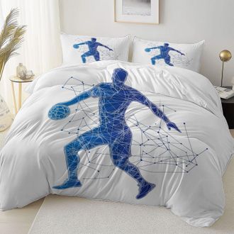 Generic Bettw&auml;sche 135 x 200 cm Mit 2 Kissenbez&uuml;gen, Einfach Linien Geometrie Handball Thema Bettw&auml;sche Geeignet f&uuml;r Jungen und M&auml;dchen Weich und bequem geb&uuml;r